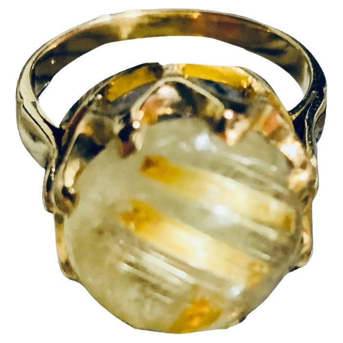 Hermes Yellow Gold and Rutilated Quartz Large Ring For Sale at 1stDibs ...