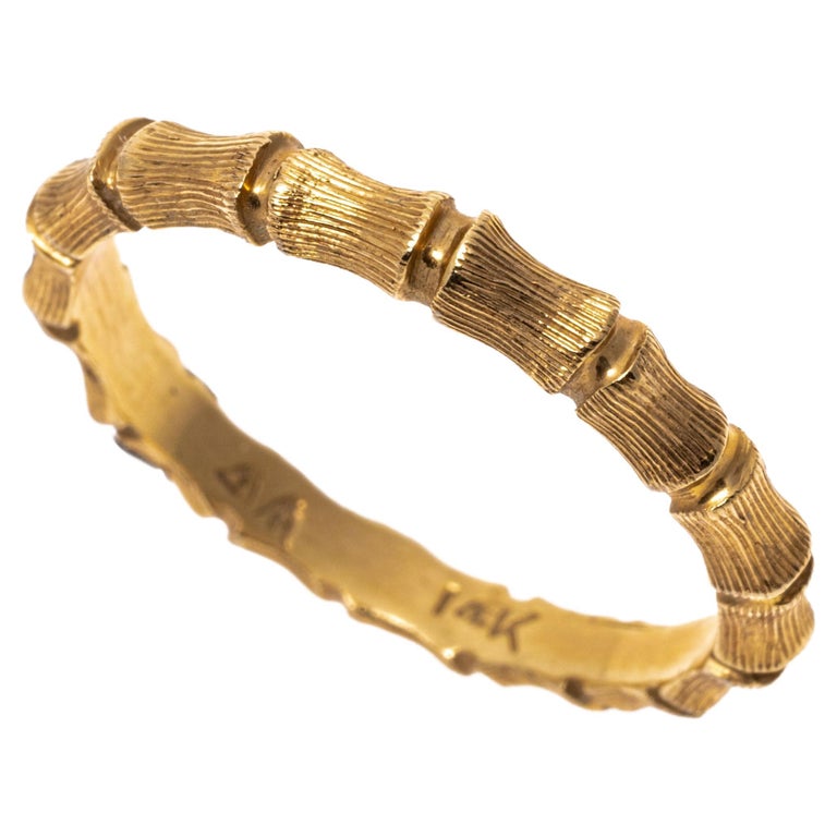 14k Yellow Gold Bamboo Style Eternity Band Ring For Sale at 1stDibs