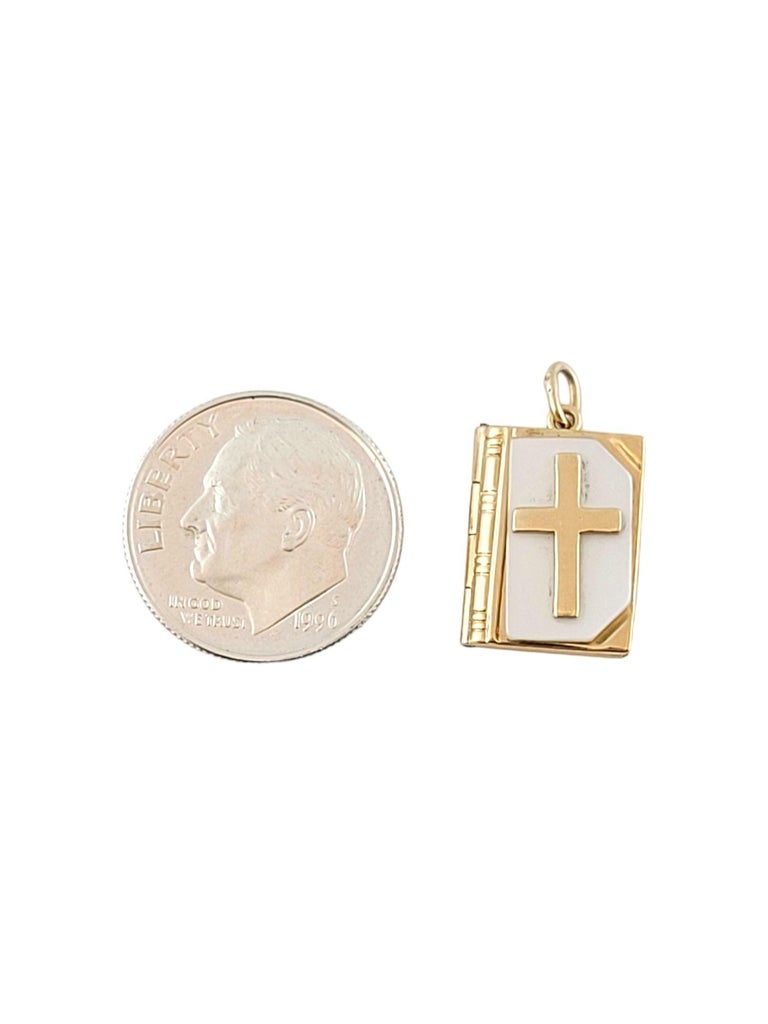 14k Yellow Gold Bible Charm Locket For Sale at 1stDibs