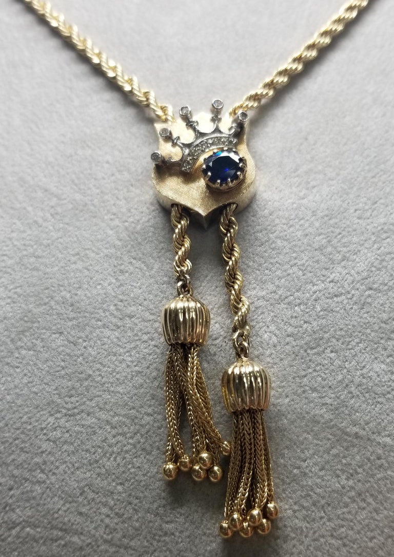 14K yellow gold blue sapphire and diamond "Bolero" adjustable on 3mm ...