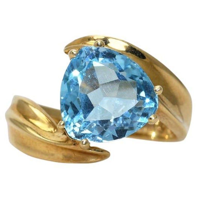 14k Yellow Gold Blue Topaz Ring 57gr For Sale At 1stdibs
