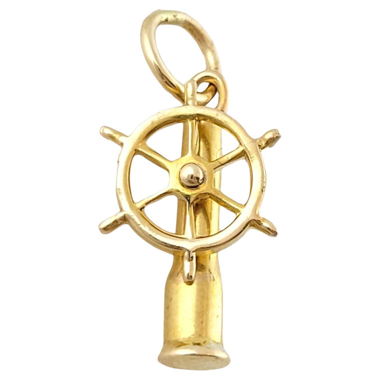 Yellow Gold Ship Helm Charm - 14k Boat Wheel Nautical Pendant For Sale ...