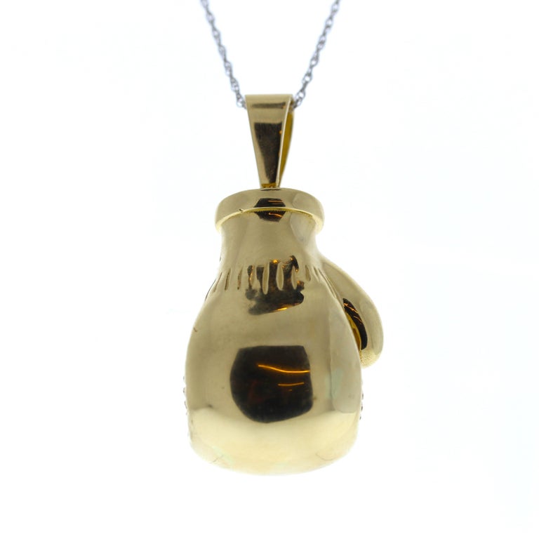 14k Yellow Gold Boxing Glove Pendant For Sale at 1stDibs
