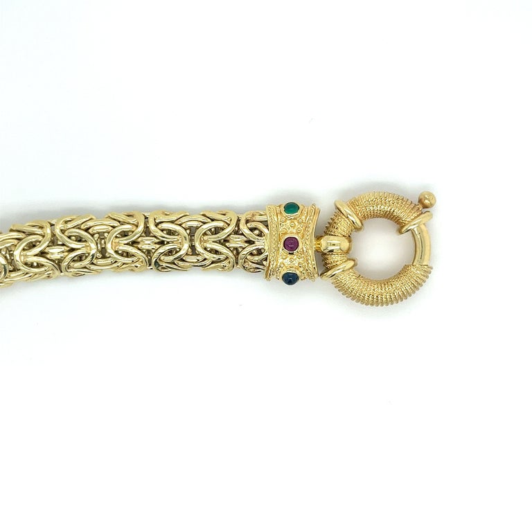 14k Yellow Gold Byzantine Gold Chain Bracelet and Necklace Set For Sale ...