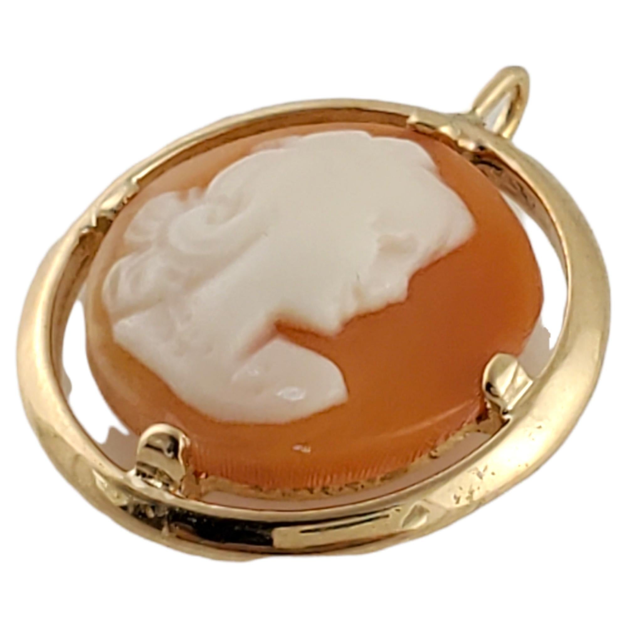 14k Yellow Gold Cameo Pendant For Sale at 1stDibs