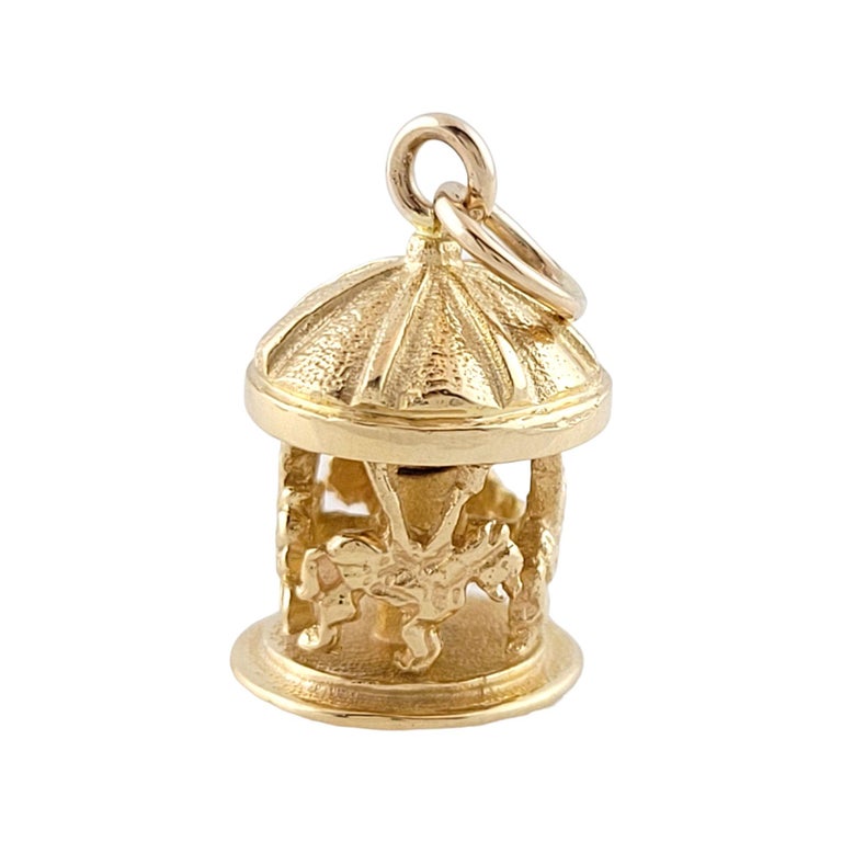 14K Yellow Gold Carousel Charm For Sale at 1stDibs