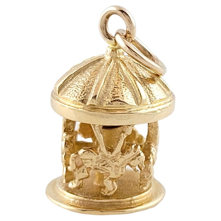 14K Yellow Gold Carousel Charm For Sale at 1stDibs
