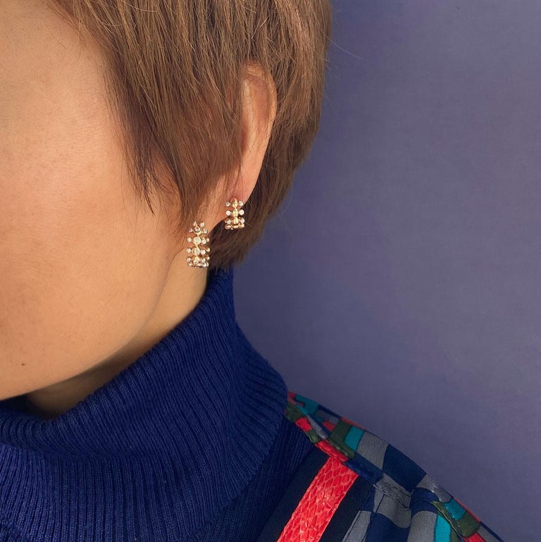 14k Yellow Gold Caterpillar Diamond Hinged Huggie Hoop Insect Earrings ...