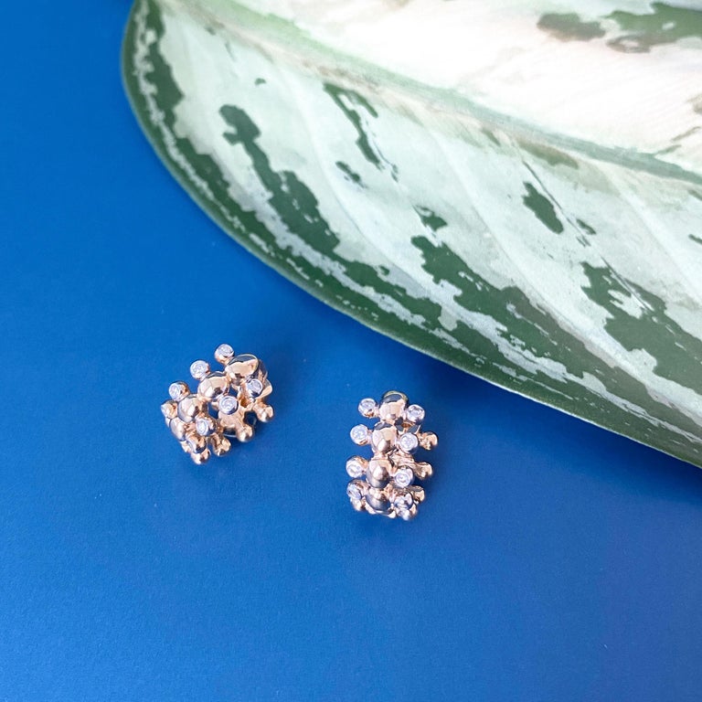 14k Yellow Gold Caterpillar Diamond Hinged Huggie Hoop Insect Earrings ...