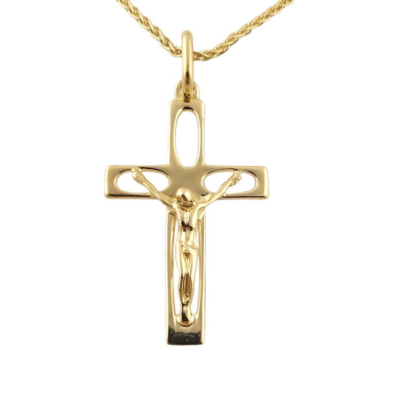 14k Yellow Gold Chain and Cross For Sale at 1stDibs