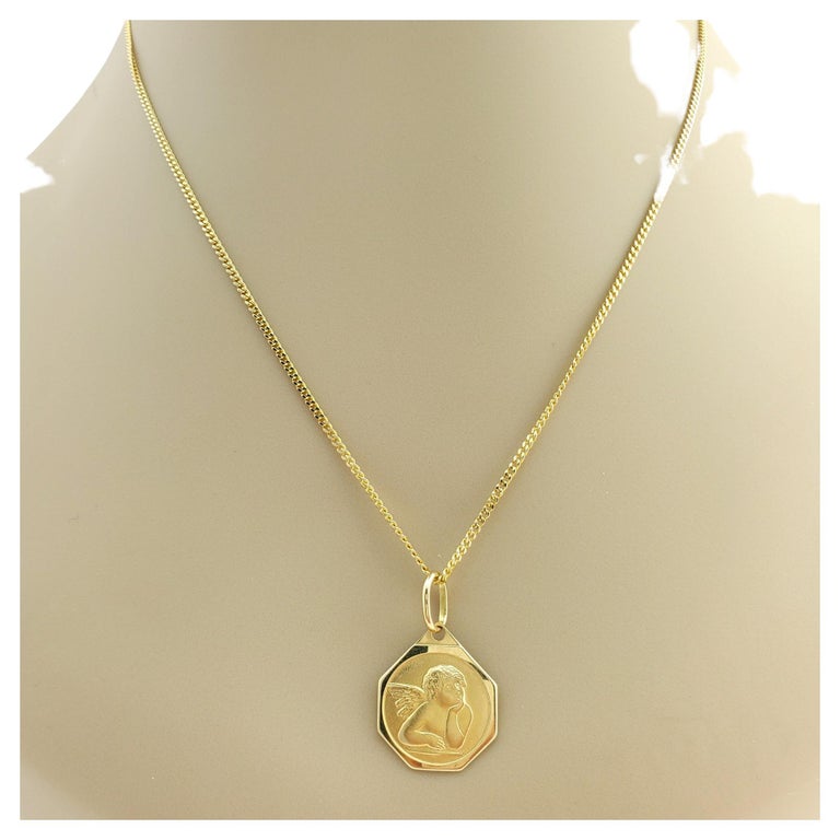 14K Yellow Gold Chain with Guardian Angel Pendant at 1stDibs