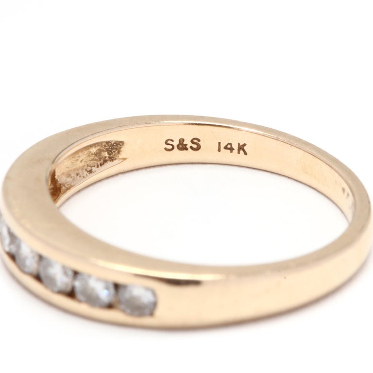 14 Karat Yellow Gold and Channel Set Diamond Stackable Wedding Band ...