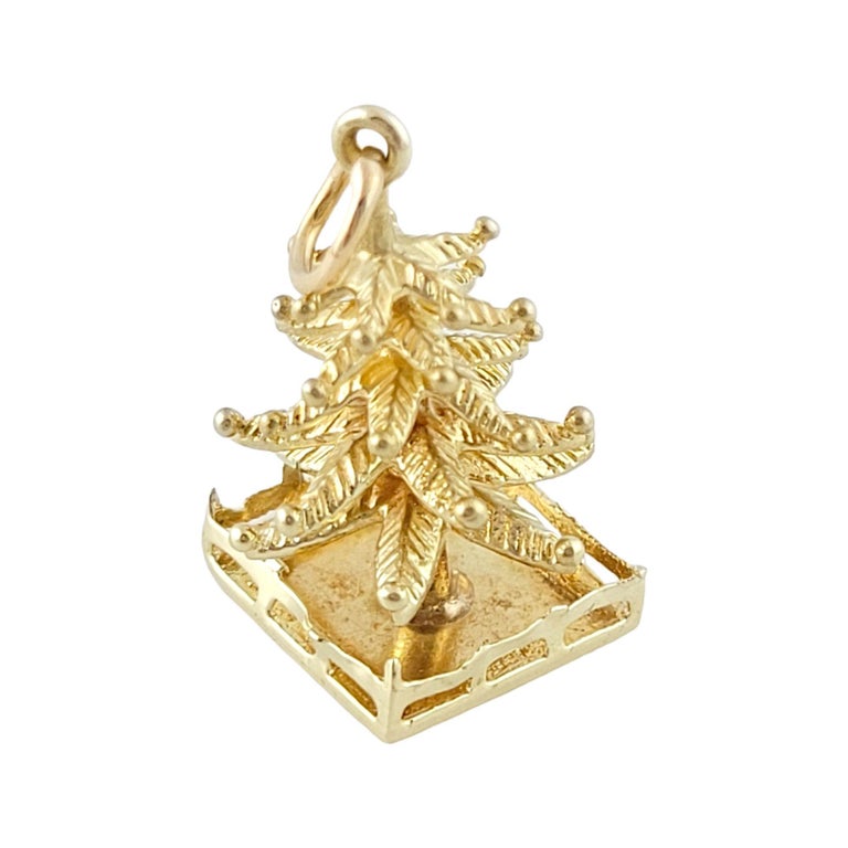 14k Yellow Gold Christmas Tree Charm For Sale at 1stDibs