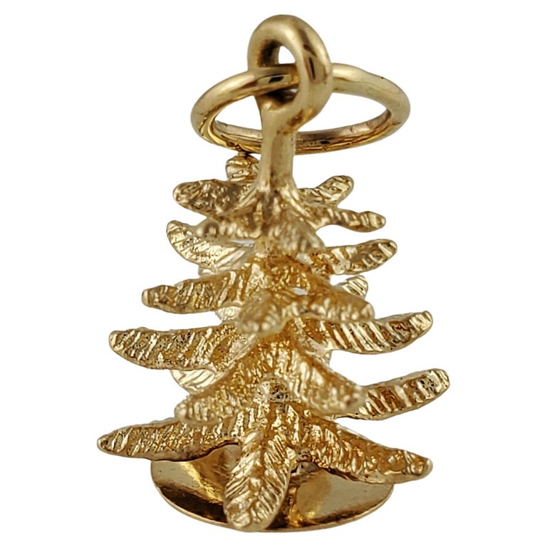 14K Yellow Gold Christmas Tree Charm at 1stDibs