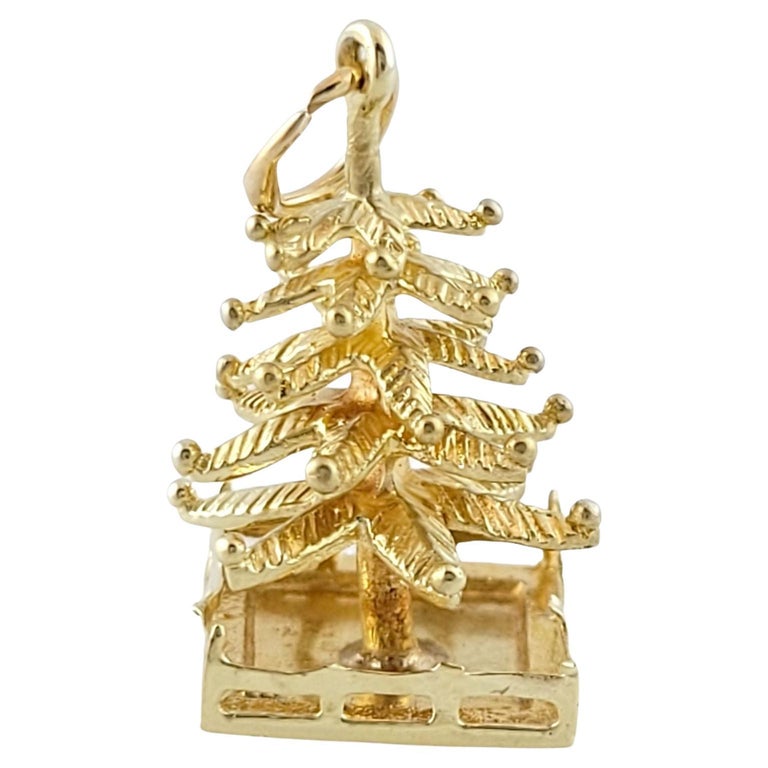 14k Yellow Gold Christmas Tree Charm For Sale at 1stDibs
