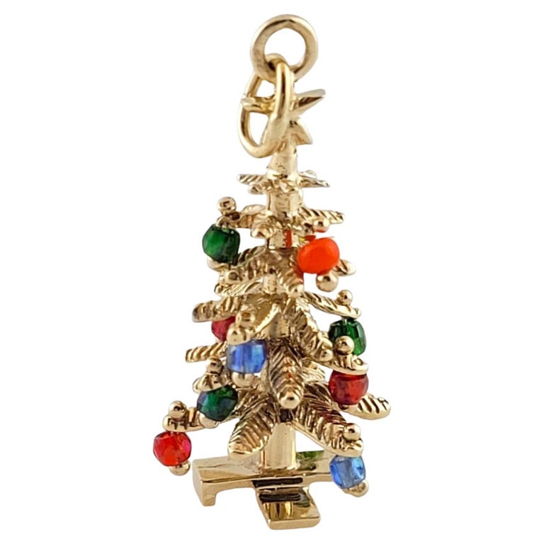 14k Yellow Gold Christmas Tree Charm For Sale at 1stDibs