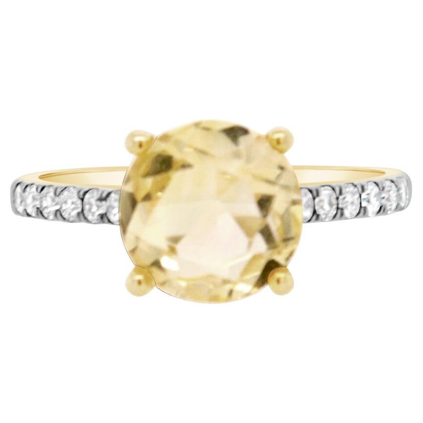 7.40 Carats Natural Citrine and Diamond 14k Solid Yellow Gold Ring For ...