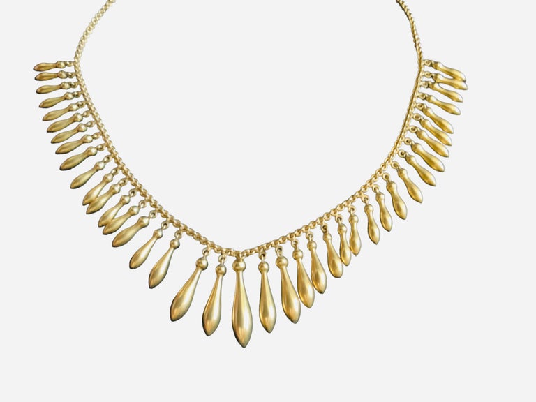 14k Yellow Gold Cleopatra like Necklace For Sale at 1stDibs