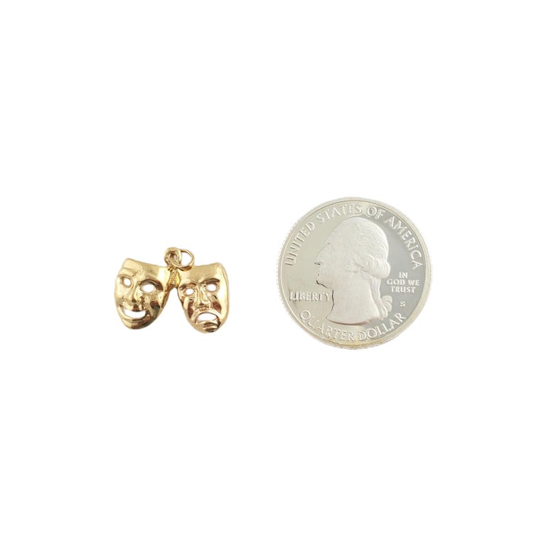 14K Yellow Gold Comedy and Tragedy Mask Charm For Sale at 1stDibs