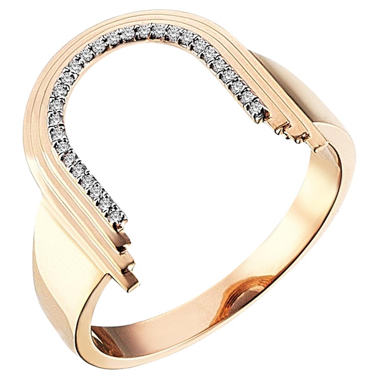 Customizable 14K Yellow Gold Concave Arch Ring with Diamonds For Sale ...