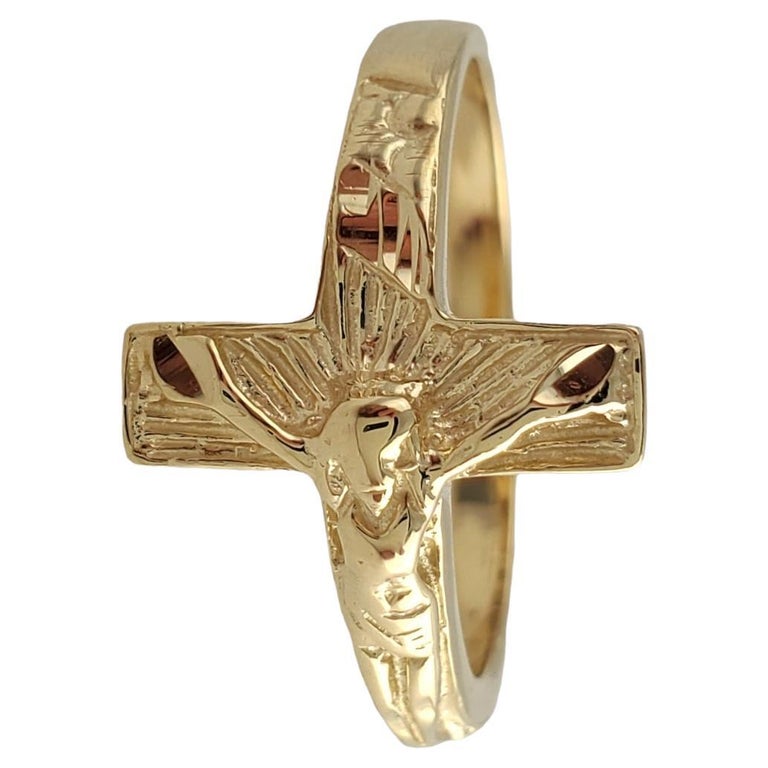 14K Yellow Gold Crucifix Ring at 1stDibs