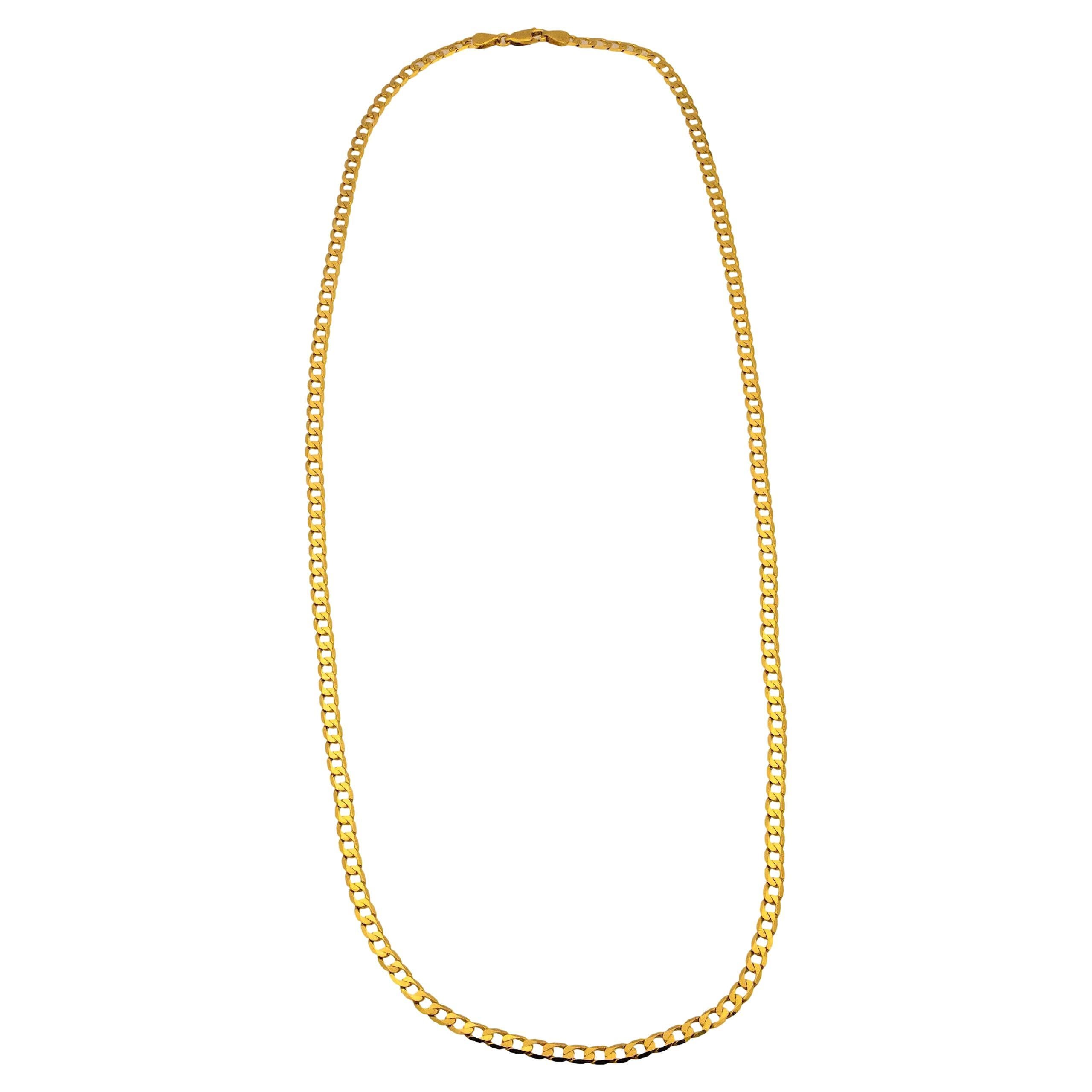 14K Yellow Gold Cuban Curb Link Chain Diamond Cut Necklace 24" Long For ...