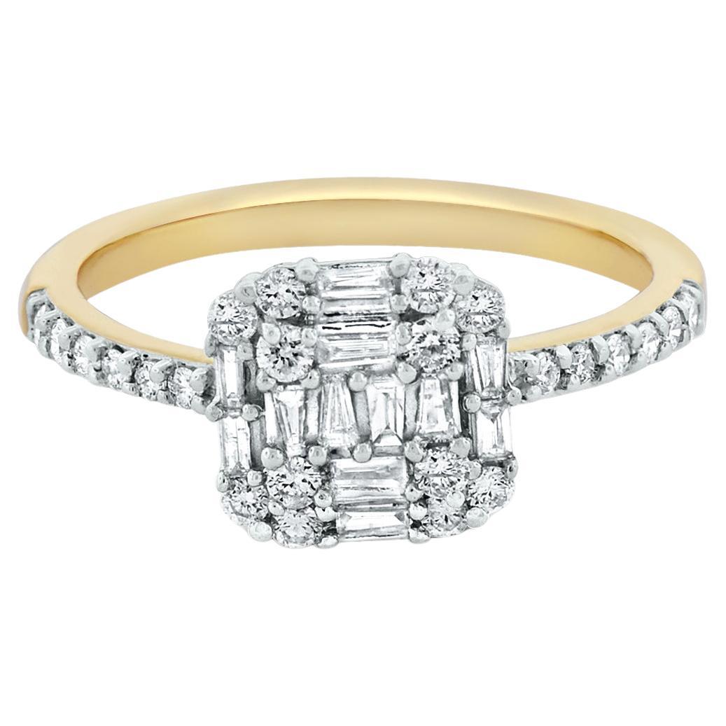 14K Yellow Gold Cushion Cut Diamond Cluster Ring For Sale at 1stDibs ...