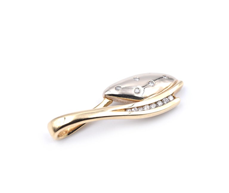 14 Karat Yellow Gold Custom Diamond Omega Slide Pendant at 1stDibs