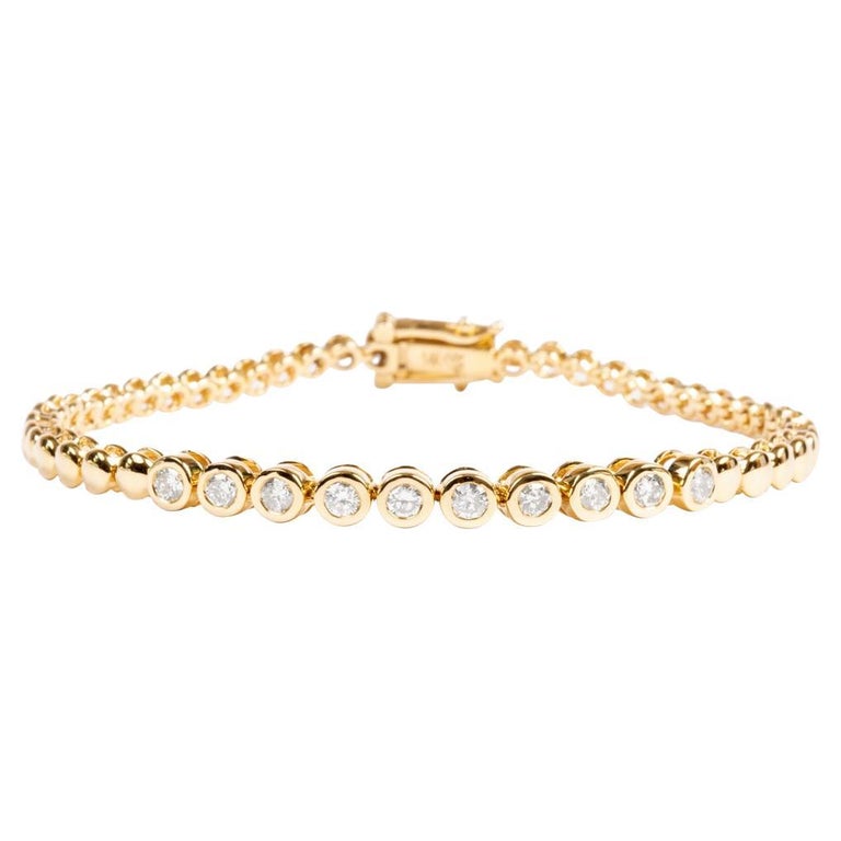 14k Yellow Gold Diamond Bezel Bracelet For Sale at 1stDibs