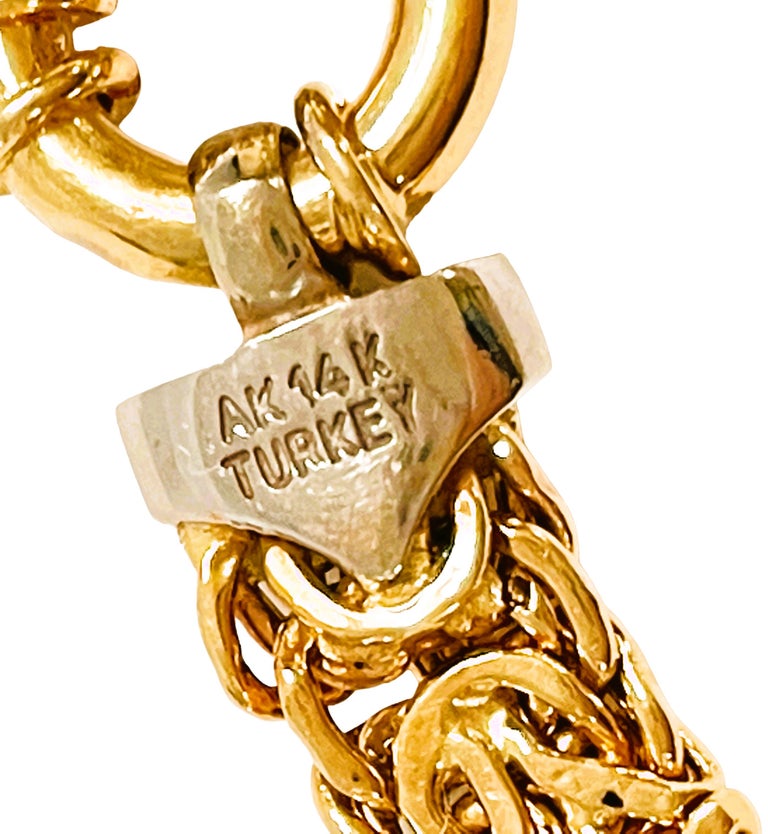 14k Yellow Gold Diamond and Byzantine Bracelet by Atasay Kuyumculuk For ...