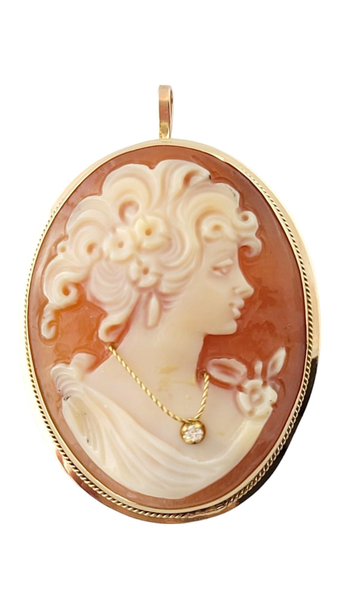 14K Yellow Gold Diamond Cameo Pin/ Pendant #16476 For Sale at 1stDibs