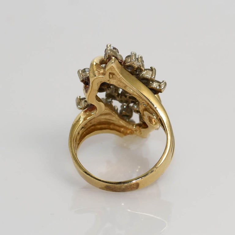 14K Yellow Gold Diamond Cluster Ring, 9.4gr For Sale at 1stDibs