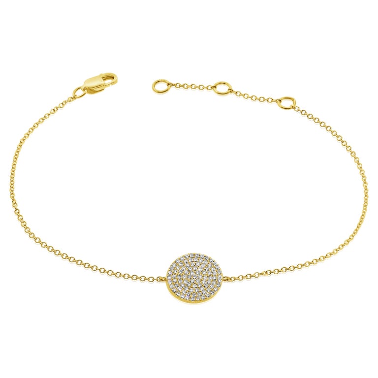14K Yellow Gold Diamond Disc Chain Bracelet for Her For Sale at 1stDibs