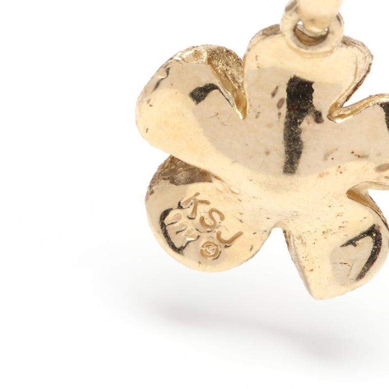 14 Karat Yellow Gold and Diamond Flower Charm / Pendant at 1stDibs ...