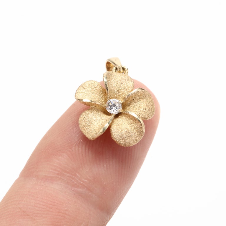 14 Karat Yellow Gold and Diamond Flower Charm / Pendant at 1stDibs ...