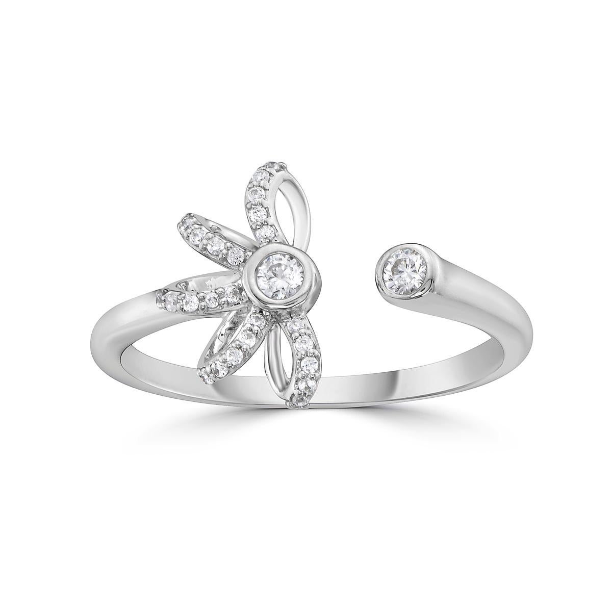 14K Yellow Gold Diamond Flower Toi Et Moi Ring For Sale at 1stDibs