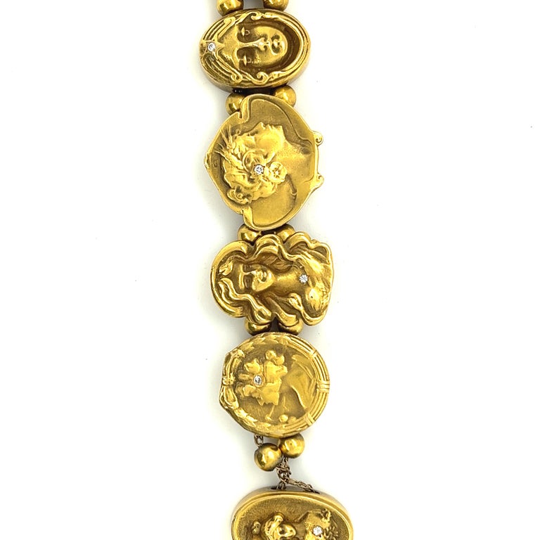 14k Yellow Gold Diamond Goddess Slide Bracelet For Sale at 1stDibs
