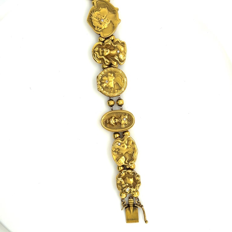 14k Yellow Gold Diamond Goddess Slide Bracelet For Sale at 1stDibs