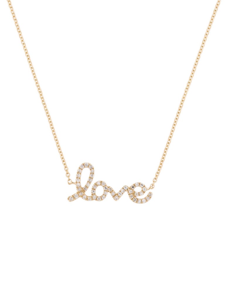 14K Yellow Gold Diamond Love Necklace for Her For Sale at 1stDibs