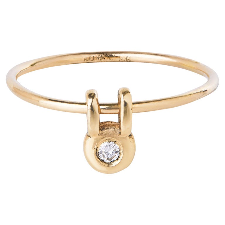 14k Yellow Gold Diamond Move Lucky Rabbit Bunny Animal Ring Baubou For ...