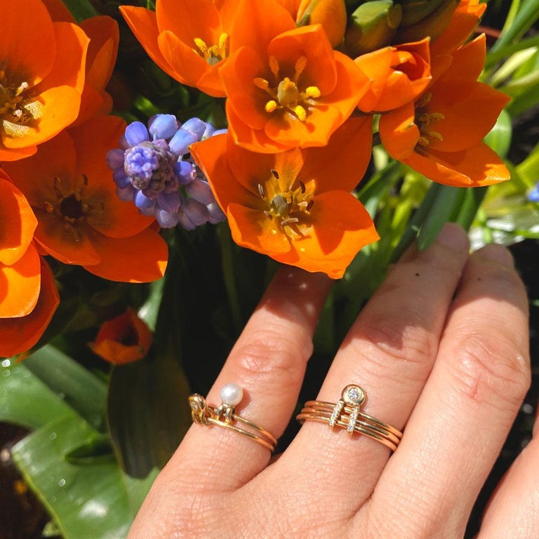 14k Yellow Gold Diamond Move Lucky Rabbit Bunny Three Band Animal Ring ...