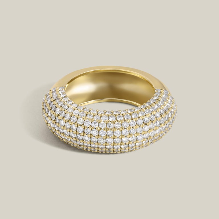 Customizable 14k Yellow Gold Diamond Pave Band 222+ Diamonds For Sale ...