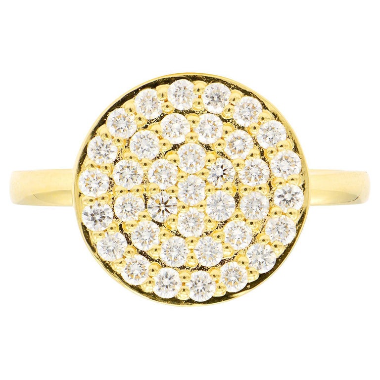 14K Yellow Gold Diamond Pave Ring For Sale at 1stDibs