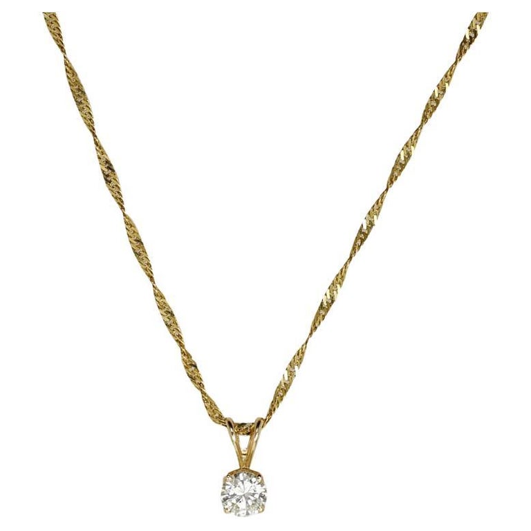 14K Yellow Gold Diamond Pend Necklace, .65ct 3g For Sale at 1stDibs