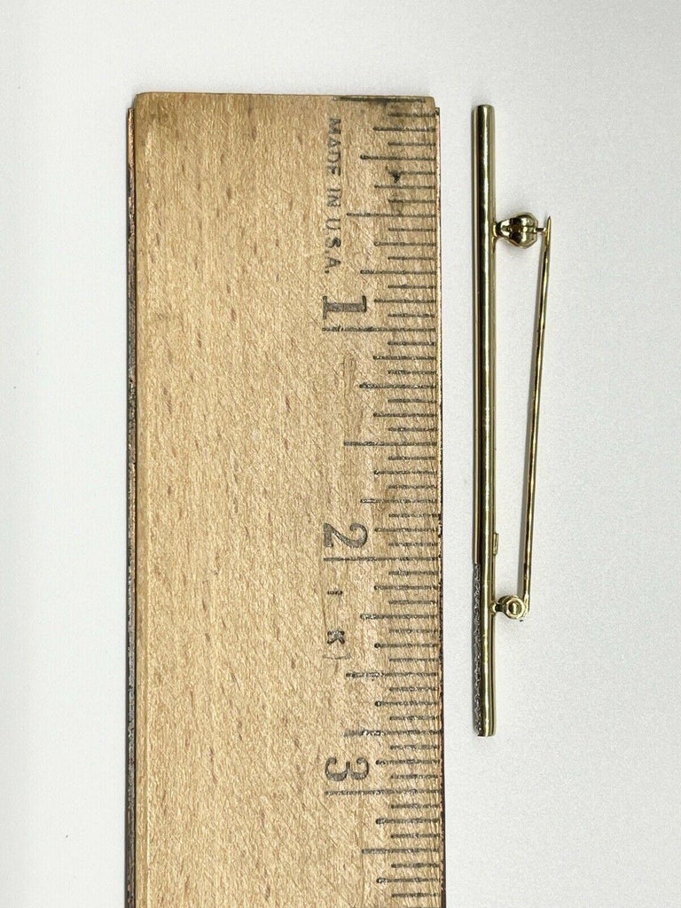 14k Yellow Gold Diamond Pin Bar For Sale at 1stDibs