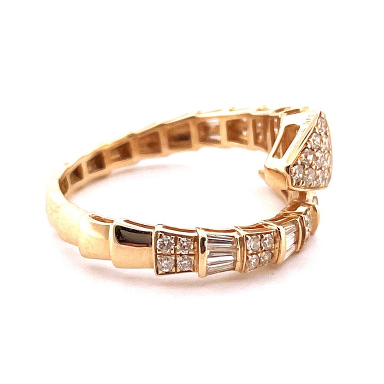 14k Yellow Gold Diamond Snake Tail Ring For Sale at 1stDibs