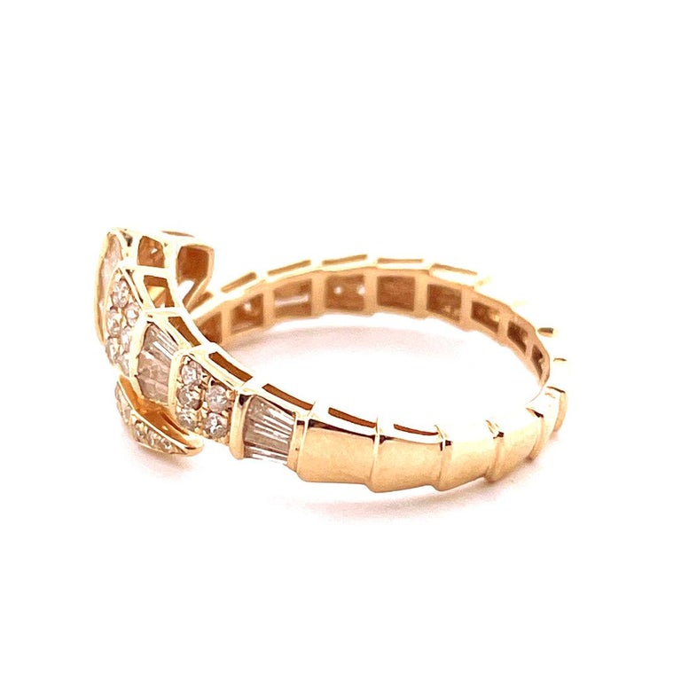 14k Yellow Gold Diamond Snake Tail Ring For Sale at 1stDibs