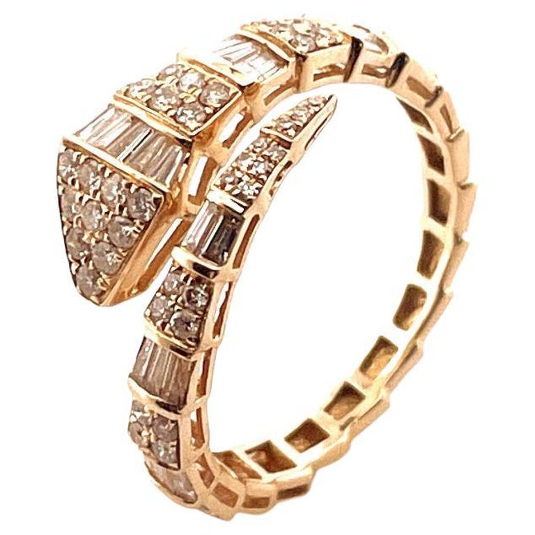 14k Yellow Gold Diamond Snake Tail Ring For Sale at 1stDibs