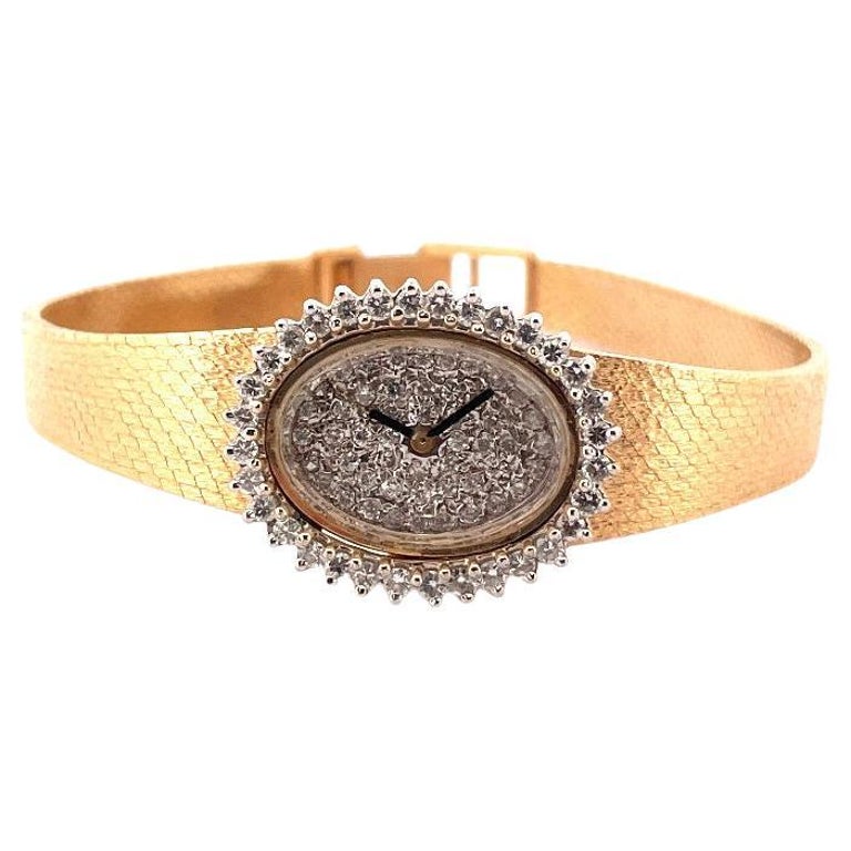 14k Yellow Gold Diamond Watch For Sale at 1stDibs