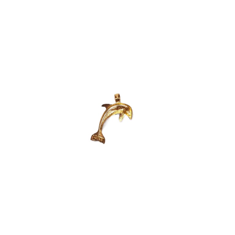 14K Yellow Gold Dolphin Pendant For Sale at 1stDibs